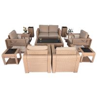 China 2026 Hot Sale PE Rattan Sofa Set Indoor Outdoor Garden Furniture Multi Person Leisure Conversation Table and Chairs for sale