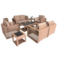 China 2026 Hot Sale PE Rattan Sofa Set Indoor Outdoor Garden Furniture Multi Person Leisure Conversation Table and Chairs for sale
