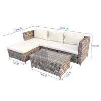 China Set of 5 Garden Leisure Sofa Set PE Wicker Steel Frame Hand Weaving Garden Furniture for sale
