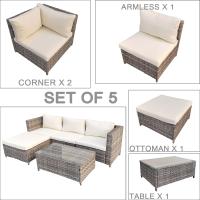 China Set of 5 Garden Leisure Sofa Set PE Wicker Steel Frame Hand Weaving Garden Furniture for sale