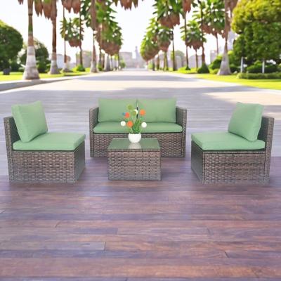 China Mini Size Cheap Price Metal Frames High Quality Wicker Leisure Conversation Rattan Furniture for sale