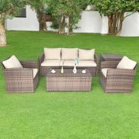 China Popular 5pcs Garden Furniture Set Outdoor PE Wicker Rattan Sofa With Storage Box for sale