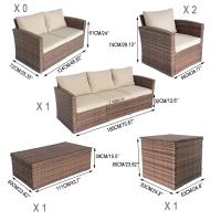 China Popular 5pcs Garden Furniture Set Outdoor PE Wicker Rattan Sofa With Storage Box for sale