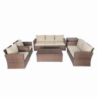 China Factory Best Seller 7 Seat Patio Furniture Set Rattan Sofa Sets Indoor Outdoor Use Garden Furniture With Storage Table for sale