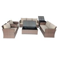 China Factory Best Seller 7 Seat Patio Furniture Set Rattan Sofa Sets Indoor Outdoor Use Garden Furniture With Storage Table for sale