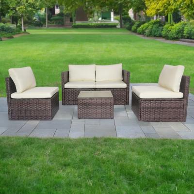 China Mini Size Cheap Price Metal Frames High Quality Wicker Leisure Conversation Garden Furniture for sale