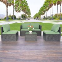 China Mini Size Cheap Price Metal Frames High Quality Wicker Garden Furniture Set of 5 Sofas for sale