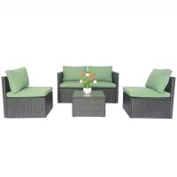 China Mini Size Cheap Price Metal Frames High Quality Wicker Garden Furniture Set of 5 Sofas for sale