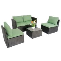 China Mini Size Cheap Price Metal Frames High Quality Wicker Garden Furniture Set of 5 Sofas for sale