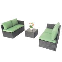 China Mini Size Cheap Price Metal Frames High Quality Wicker Garden Furniture Set of 5 Sofas for sale