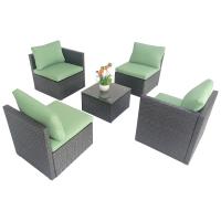 China Mini Size Cheap Price Metal Frames High Quality Wicker Garden Furniture Set of 5 Sofas for sale