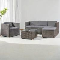 China 2026 Hot Factory Hot Sale Made in China Patio Balcony Bistro Knock Down Steel Frame Set of 4 Rattan Garden Conversation Sofas for sale