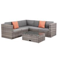 China All Weather PE Wicker Rattan Outdoor Sectional Furniture L-Shaped Corner Patio Sofa Conversation Outdoor Furniture Set for sale