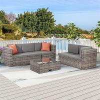 China All Weather PE Wicker Rattan Outdoor Sectional Furniture L-Shaped Corner Patio Sofa Conversation Outdoor Furniture Set for sale