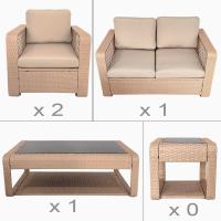 China Factory New Style Set of 4 Garland Weaving Rattan Wicker Garden Leisure Conversation Coffee Table Sofa Set for sale