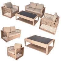 China Factory New Style Set of 4 Garland Weaving Rattan Wicker Garden Leisure Conversation Coffee Table Sofa Set for sale