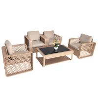 China Factory New Style Set of 5 Garland Weaving Rattan Wicker Garden Patio Balcony Conversation Sofas for sale