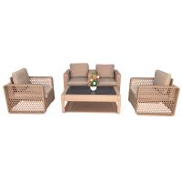 China Factory New Style Set of 5 Garland Weaving Rattan Wicker Garden Patio Balcony Conversation Sofas for sale