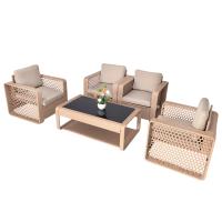 China Factory New Style Set of 5 Garland Weaving Rattan Wicker Garden Patio Balcony Conversation Sofas for sale