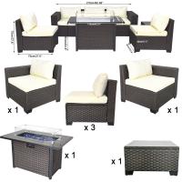 China Factory Wholesale Wicker Rattan Outdoor Sectional Sofa Set with Fire Pit Table  Knock Down Patio Furniture Set for sale