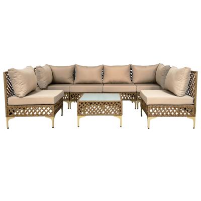 China 7 Pieces PE Wicker Sectional Outdoor Sofa with Coffee Table  Backyard Patio Furniture Sets for sale