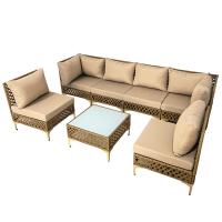 China 7 Pieces PE Wicker Sectional Outdoor Sofa with Coffee Table  Backyard Patio Furniture Sets for sale