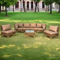 China 7 Pieces PE Wicker Sectional Outdoor Sofa with Coffee Table  Backyard Patio Furniture Sets for sale