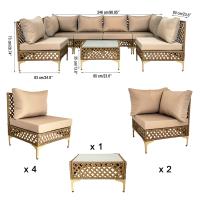 China 7 Pieces PE Wicker Sectional Outdoor Sofa with Coffee Table  Backyard Patio Furniture Sets for sale