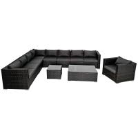 China 8 Pieces Set All-Weather PE Rattan Sectional Sofa Set Outdoor L-Shaped Wicker Conversation Set with Coffee Table for sale