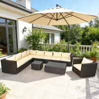 China 8 Pieces Set All-Weather PE Rattan Sectional Sofa Set Outdoor L-Shaped Wicker Conversation Set with Coffee Table for sale