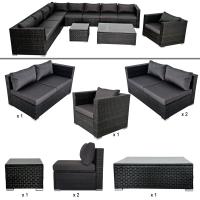 China 8 Pieces Set All-Weather PE Rattan Sectional Sofa Set Outdoor L-Shaped Wicker Conversation Set with Coffee Table for sale