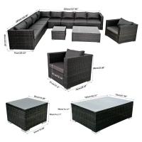 China 8 Pieces Set All-Weather PE Rattan Sectional Sofa Set Outdoor L-Shaped Wicker Conversation Set with Coffee Table for sale