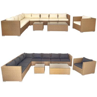 China 8 Pieces Set  Modular Outdoor Rattan Sofa Set with Cushions L Shaped Patio Furniture Set for Garden Backyard for sale