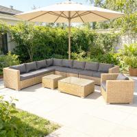 China 8 Pieces Set  Modular Outdoor Rattan Sofa Set with Cushions L Shaped Patio Furniture Set for Garden Backyard for sale