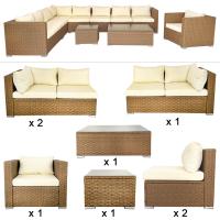 China 8 Pieces Set  Modular Outdoor Rattan Sofa Set with Cushions L Shaped Patio Furniture Set for Garden Backyard for sale