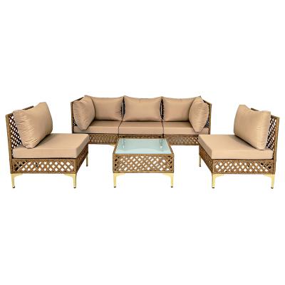China 6 Pieces PE Wicker Sectional Outdoor Sofa with Coffee Table  Backyard Patio Furniture Sets for sale