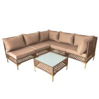 China 6 Pieces PE Wicker Sectional Outdoor Sofa with Coffee Table  Backyard Patio Furniture Sets for sale