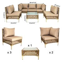 China 6 Pieces PE Wicker Sectional Outdoor Sofa with Coffee Table  Backyard Patio Furniture Sets for sale