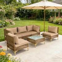 China 6 Pieces PE Wicker Sectional Outdoor Sofa with Coffee Table  Backyard Patio Furniture Sets for sale