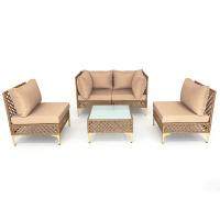 China 5 Pieces PE Wicker Sectional Outdoor Sofa with Coffee Table  Backyard Patio Furniture Sets for sale