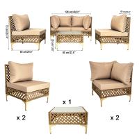 China 5 Pieces PE Wicker Sectional Outdoor Sofa with Coffee Table  Backyard Patio Furniture Sets for sale