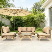 China 5 Pieces PE Wicker Sectional Outdoor Sofa with Coffee Table  Backyard Patio Furniture Sets for sale