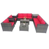 China 7 Pieces Factory Hot Sale Metal Frame Courtyard Patio Balcony Garden Leisure Rattan Sofa with Coffee Table for sale
