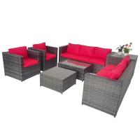 China 7 Pieces Factory Hot Sale Metal Frame Courtyard Patio Balcony Garden Leisure Rattan Sofa with Coffee Table for sale