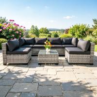 China Factory 2026 Hot Sale  New Modern All-Weather PE Rattan Wicker Sectional Patio Sofa Set, Outdoor Garden Furniture for sale