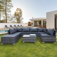 China Conversation Leisure Furniture Rattan Corner Free Combination Lounge  Outdoor Garden Sectional Sofa Set for sale