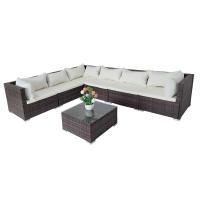 China 7-Pieces Outdoor Sectional Sofa Patio Casual Sofa Garden Corner Functional Rattan Wicker Sofa Set for sale