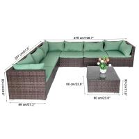 China 7-Pieces Outdoor Sectional Sofa Patio Casual Sofa Garden Corner Functional Rattan Wicker Sofa Set for sale