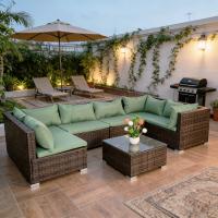 China 7-Pieces Outdoor Sectional Sofa Patio Casual Sofa Garden Corner Functional Rattan Wicker Sofa Set for sale