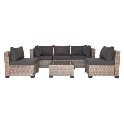 China Wholesale Sectional Sofa Garden Corner Set Factory Hot Sale Customizable 6 Pieces Outdoor Rattan Sofa for sale